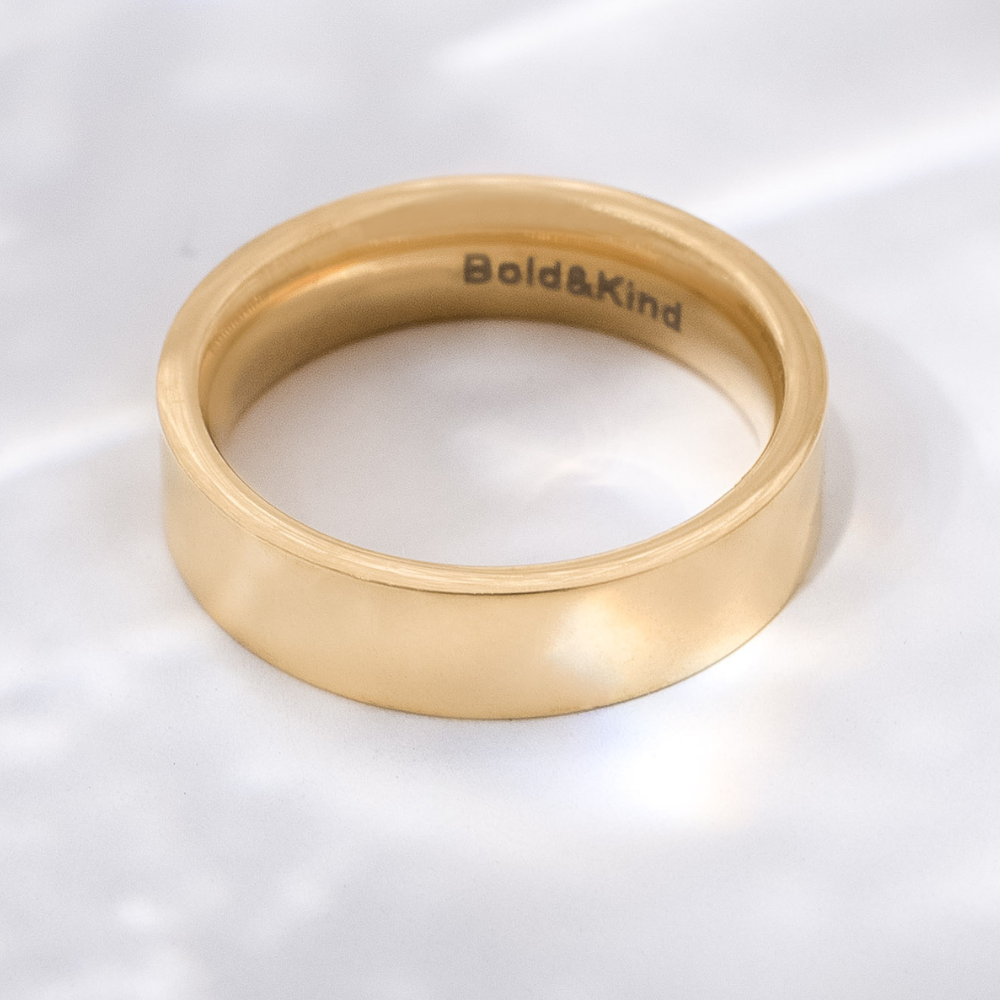 Everyday Stacker Band | 18K Gold Plain Band | Womens Gold Ring | Bold&Kind